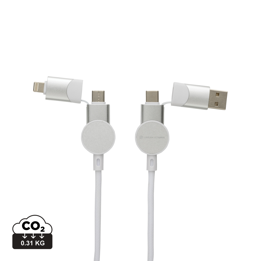 Oakland RCS recycled plastic 6-in-1 fast charging 45W cable, white ...